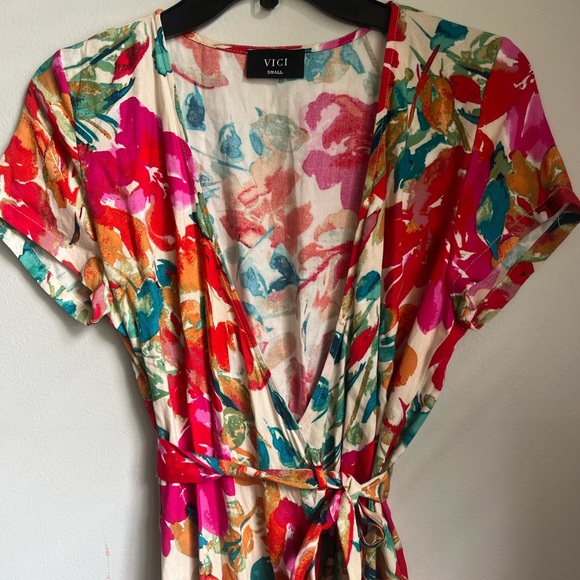 Vici | Dresses | Vici Floral Maxi Wrap Dress S Small Colorful Bold Sundress Summer Wedding Party ...